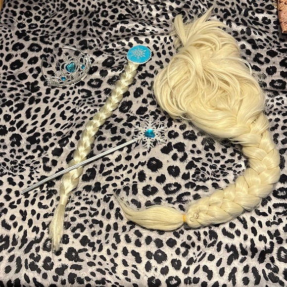 Costumes | 3 For 25 Girls Elsa Frozen Braid Wig Braid Clip In Wand ...